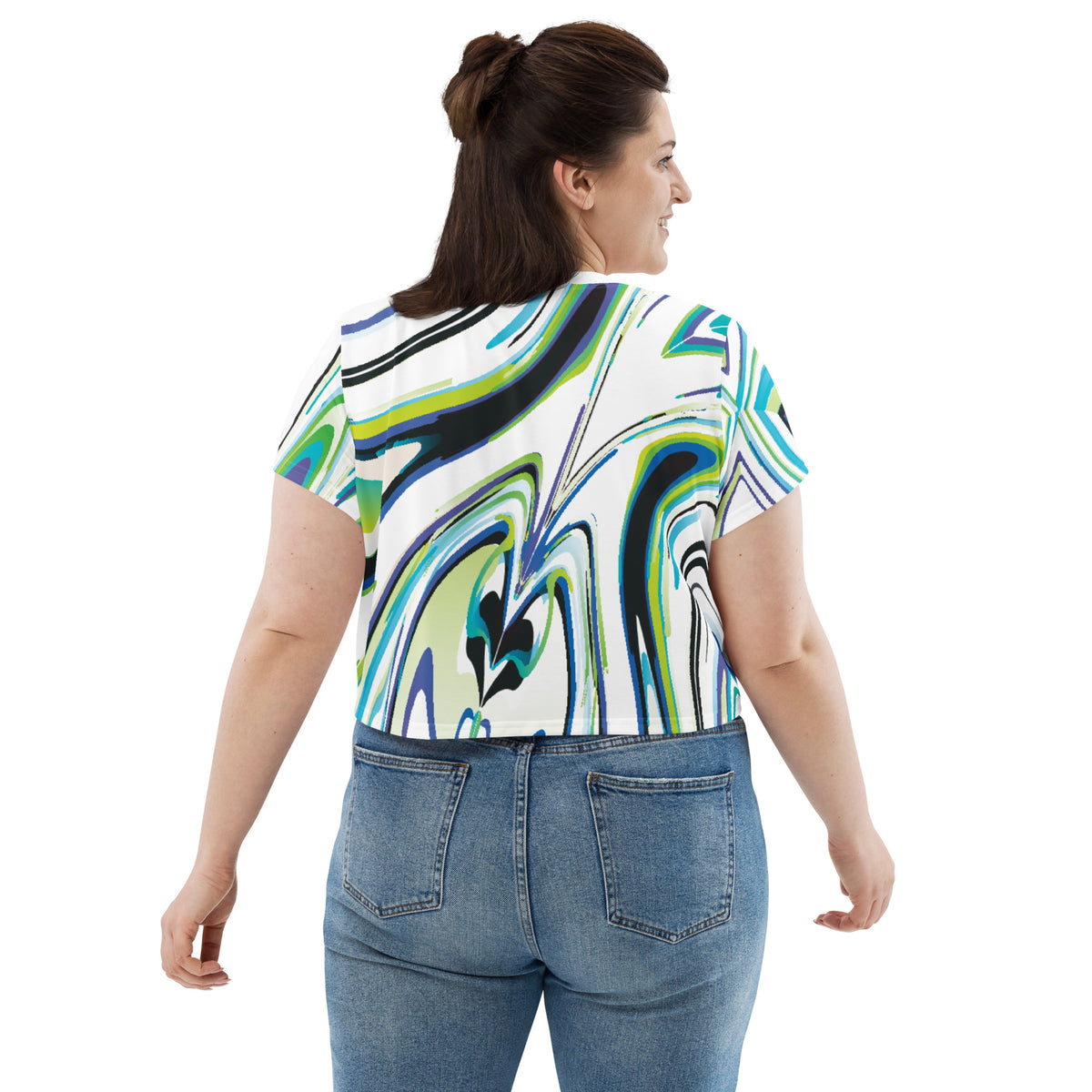 Madilce All-Over Print Crop Tee – Flyman Skis